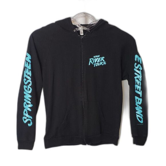 BRUCE SPRINGSTEEN River Tour 2016 Black Zip Front Hoodie Sweatshirt Size XL